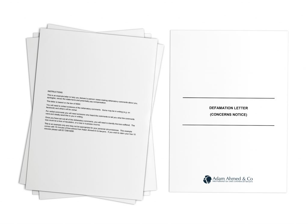 Letter to stop defamation